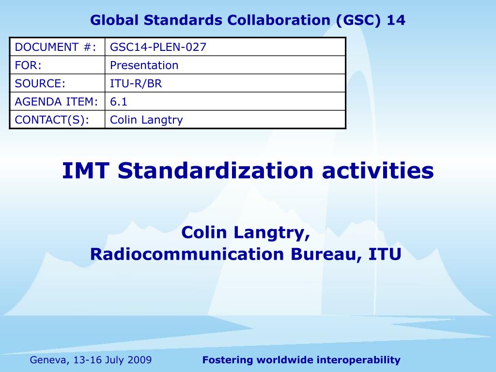 PPT - IMT Standardization activities PowerPoint Presentation, free ...