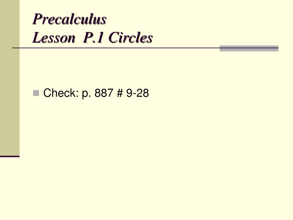 PPT - Precalculus Lesson P.1 Circles PowerPoint Presentation, free ...