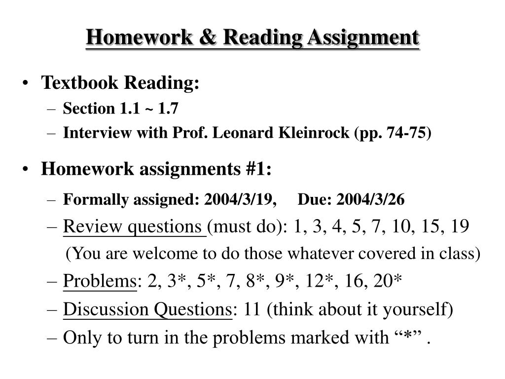 PPT - Homework & Reading Assignment PowerPoint Presentation, free ...