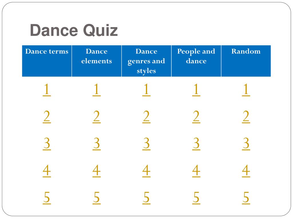 PPT - Dance Quiz PowerPoint Presentation, free download - ID:4720963