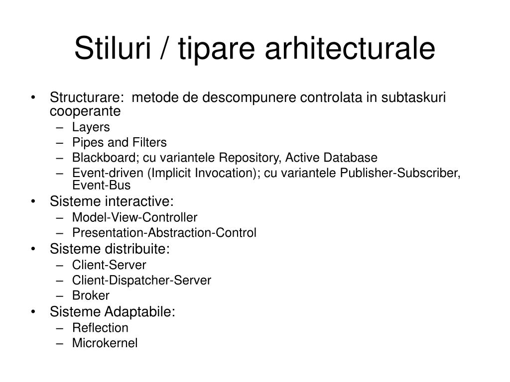 PPT - Stiluri / tipare arhitecturale PowerPoint Presentation, free ...