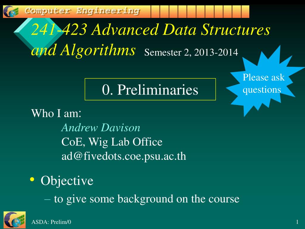 PPT - 241-423 Advanced Data Structures and Algorithms PowerPoint ...