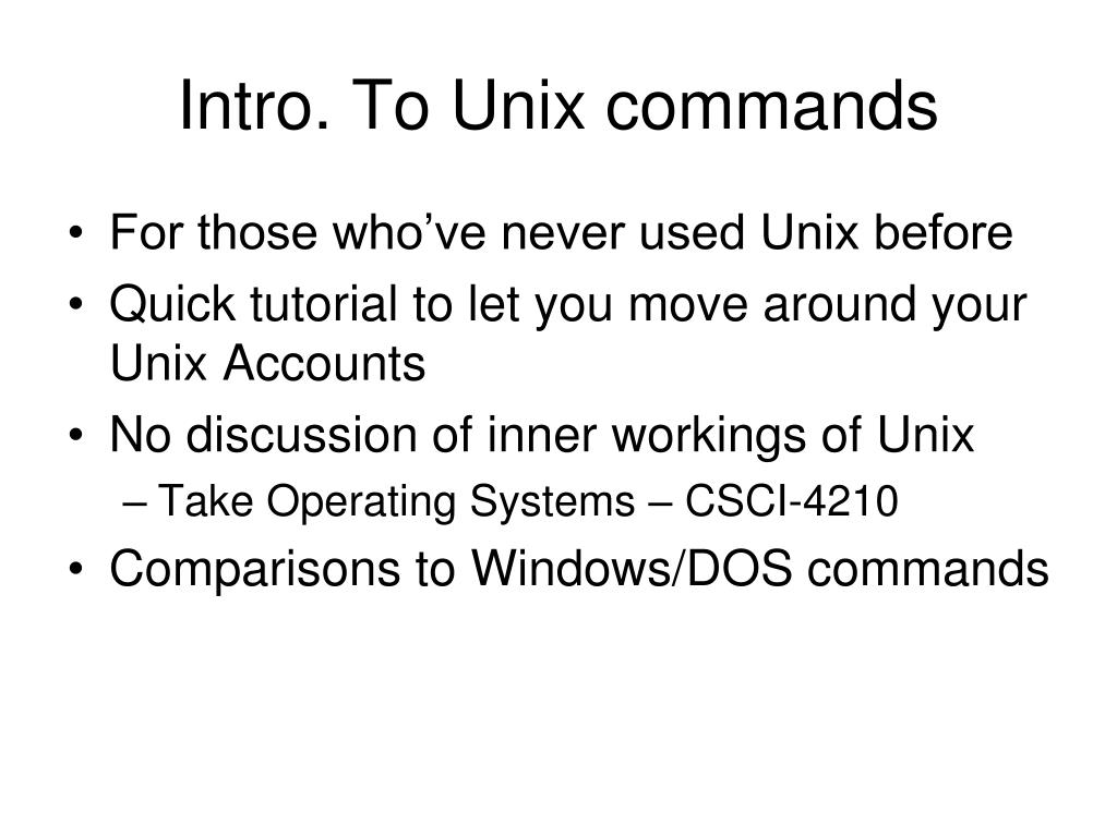 PPT - Intro. To Unix commands PowerPoint Presentation, free download ...