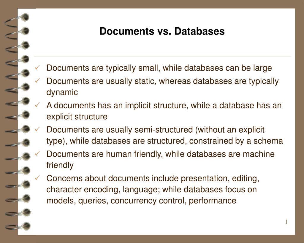 PPT - Documents vs. Databases PowerPoint Presentation, free download ...