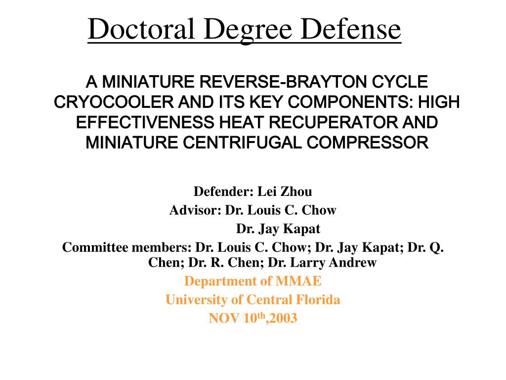 PPT - Doctoral Degree Defense PowerPoint Presentation, free download ...