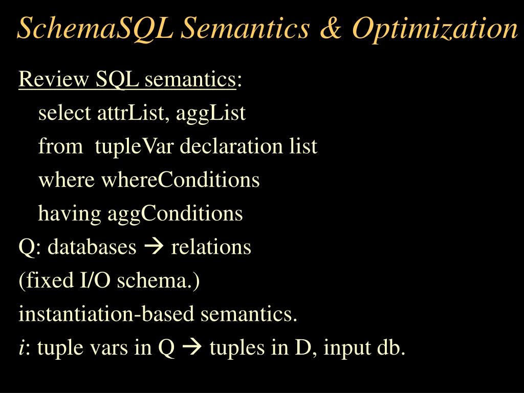 PPT - SchemaSQL Semantics & Optimization PowerPoint Presentation - ID ...