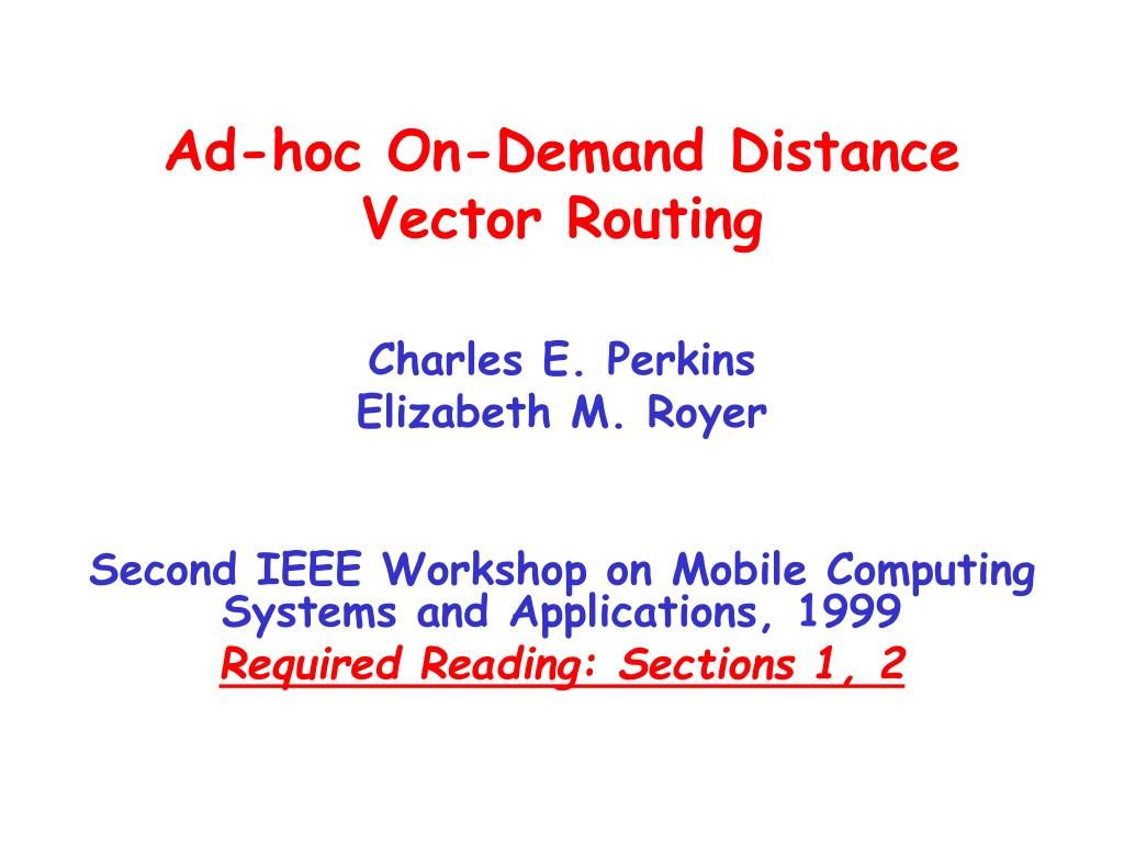 PPT - Ad-hoc On-Demand Distance Vector Routing PowerPoint Presentation ...
