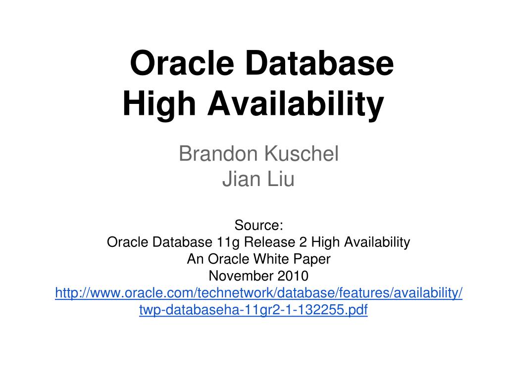 PPT - Oracle Database High Availability PowerPoint Presentation, free download - ID:4785907