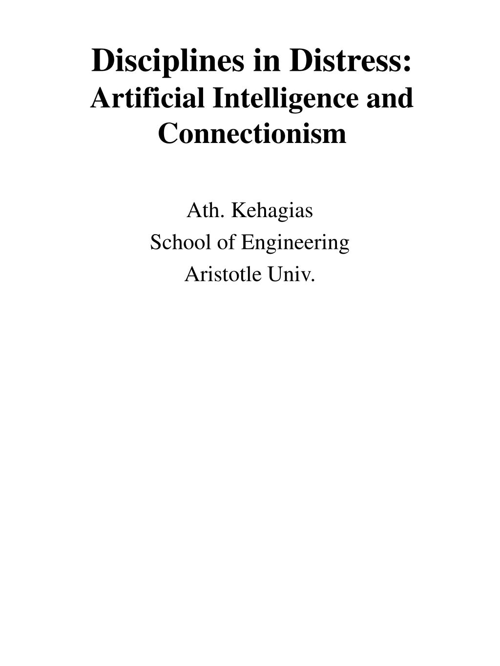 PPT - Disciplines in Distress: Artificial Intelligence and ...