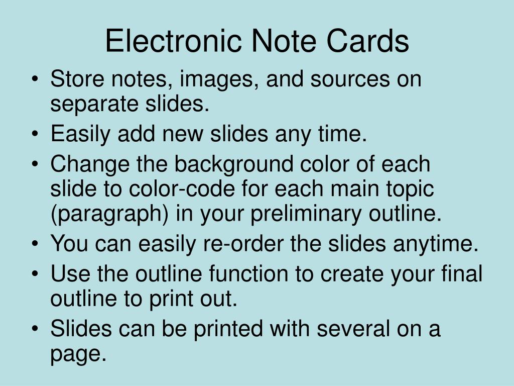 PPT - Electronic Note Cards PowerPoint Presentation, free download - ID ...