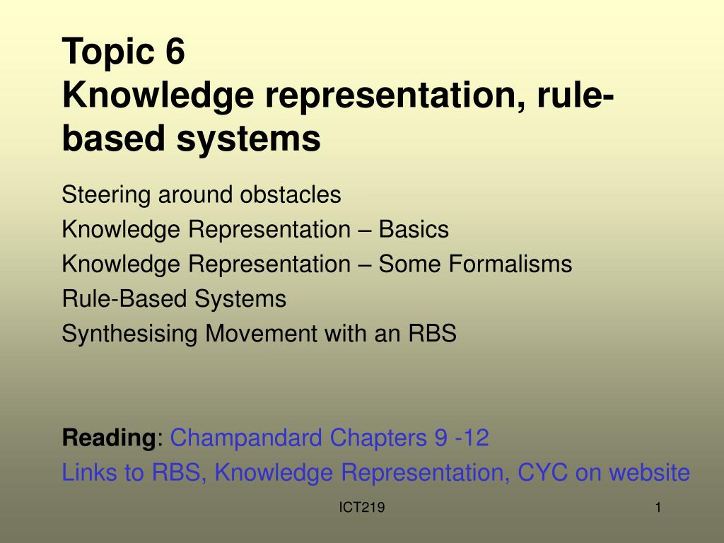 PPT - Topic 6 Knowledge representation, rule-based systems PowerPoint ...