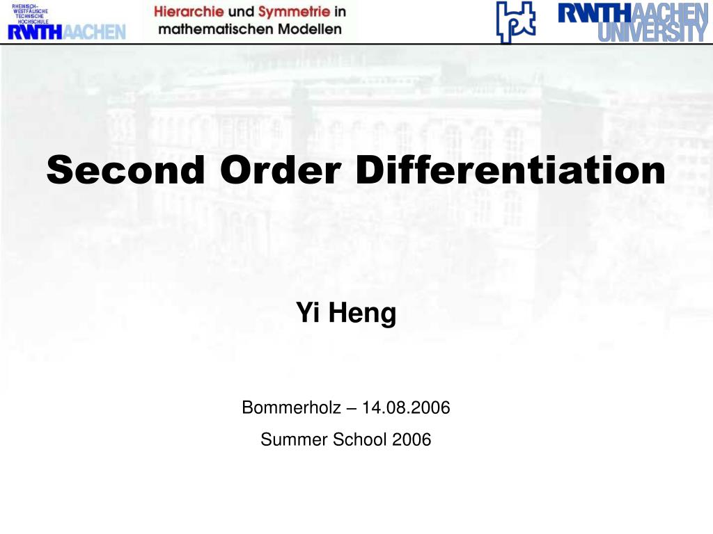 PPT - Second Order Differentiation PowerPoint Presentation, free ...