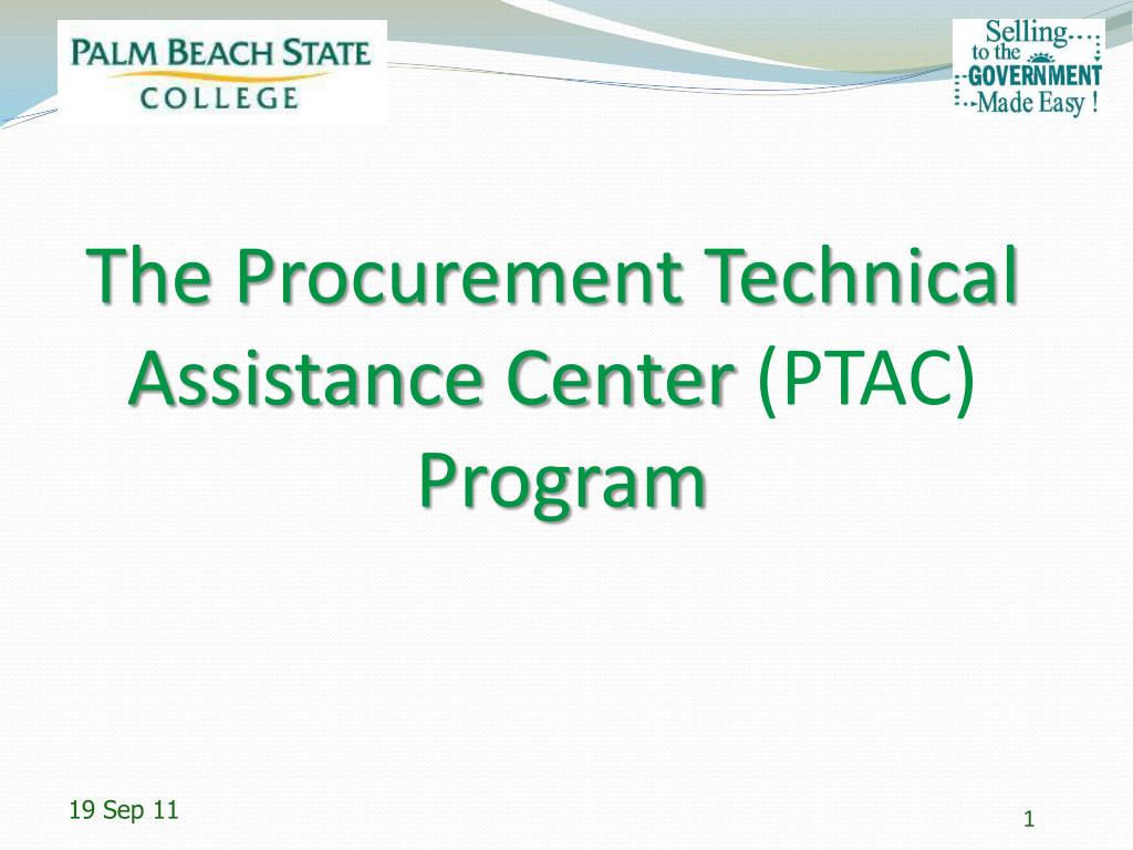 PPT - The Procurement Technical Assistance Center (PTAC) Program ...