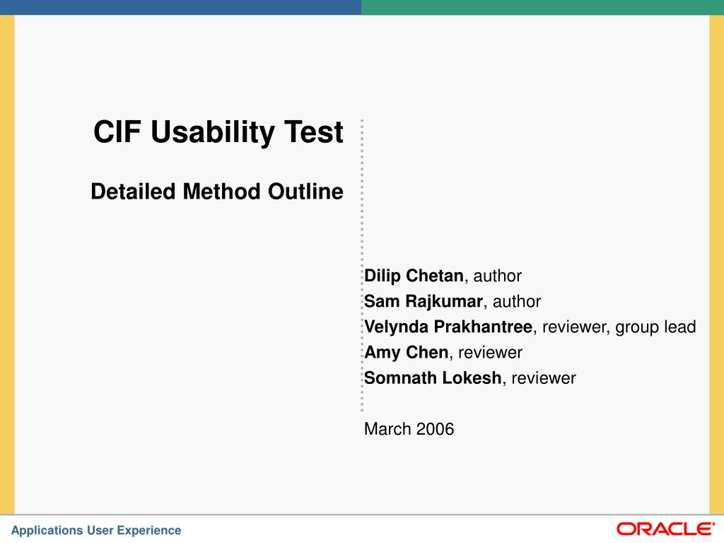 PPT - CIF Usability Test Detailed Method Outline PowerPoint ...