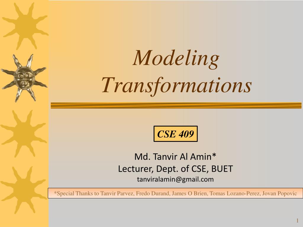 PPT - Modeling Transformations PowerPoint Presentation, free download ...