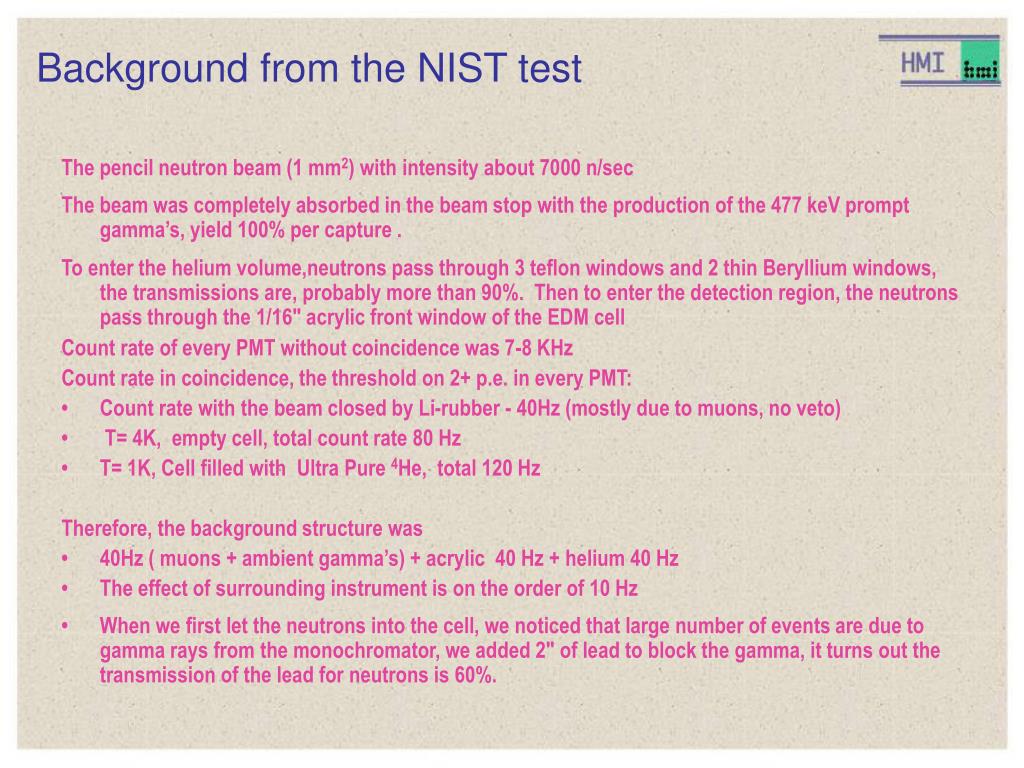 PPT - Background from the NIST test PowerPoint Presentation, free ...