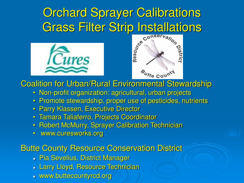 PPT - Orchard Sprayer Calibrations Grass Filter Strip Installations ...