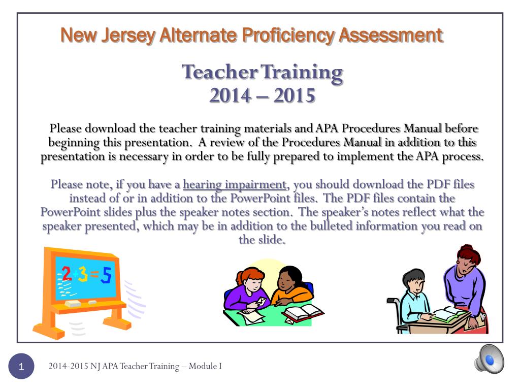 PPT - New Jersey Alternate Proficiency Assessment PowerPoint ...