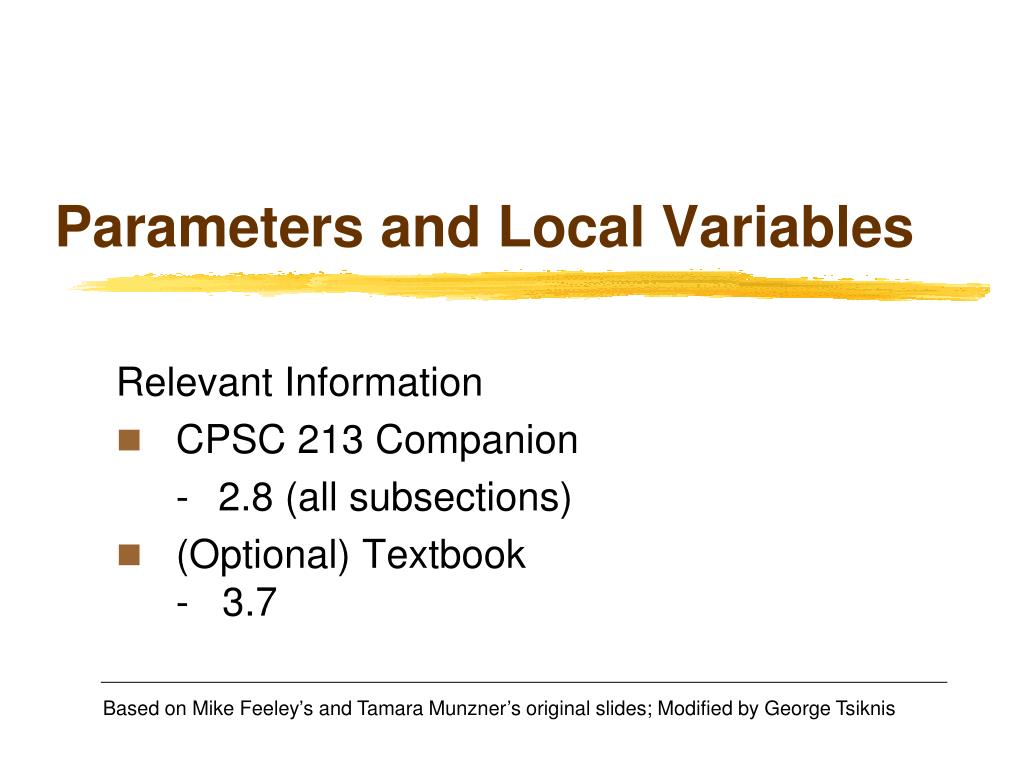 PPT - Parameters and Local Variables PowerPoint Presentation, free ...