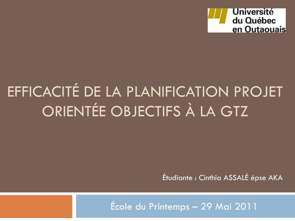 PPT - Efficacité de la planification projet orientée objectifs à la gtz ...