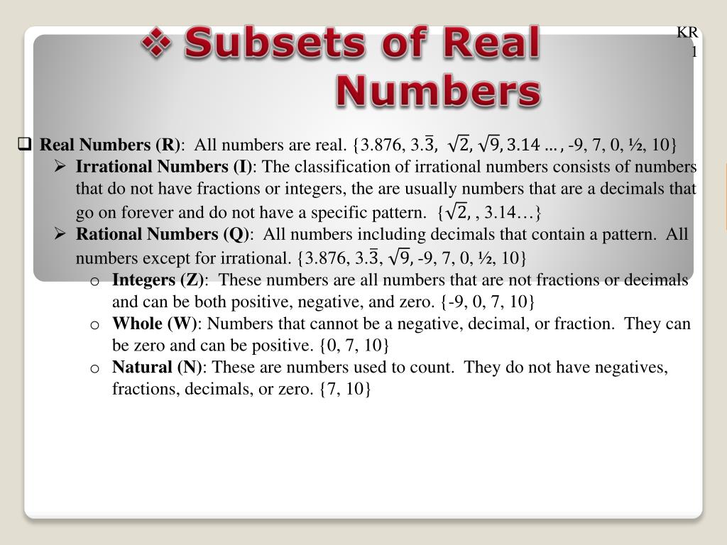 PPT - Subsets of Real Numbers PowerPoint Presentation, free download ...