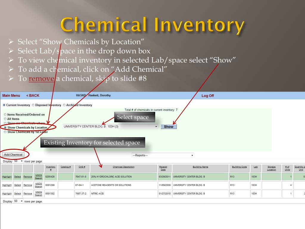 PPT - Chemical Inventory PowerPoint Presentation, free download - ID ...