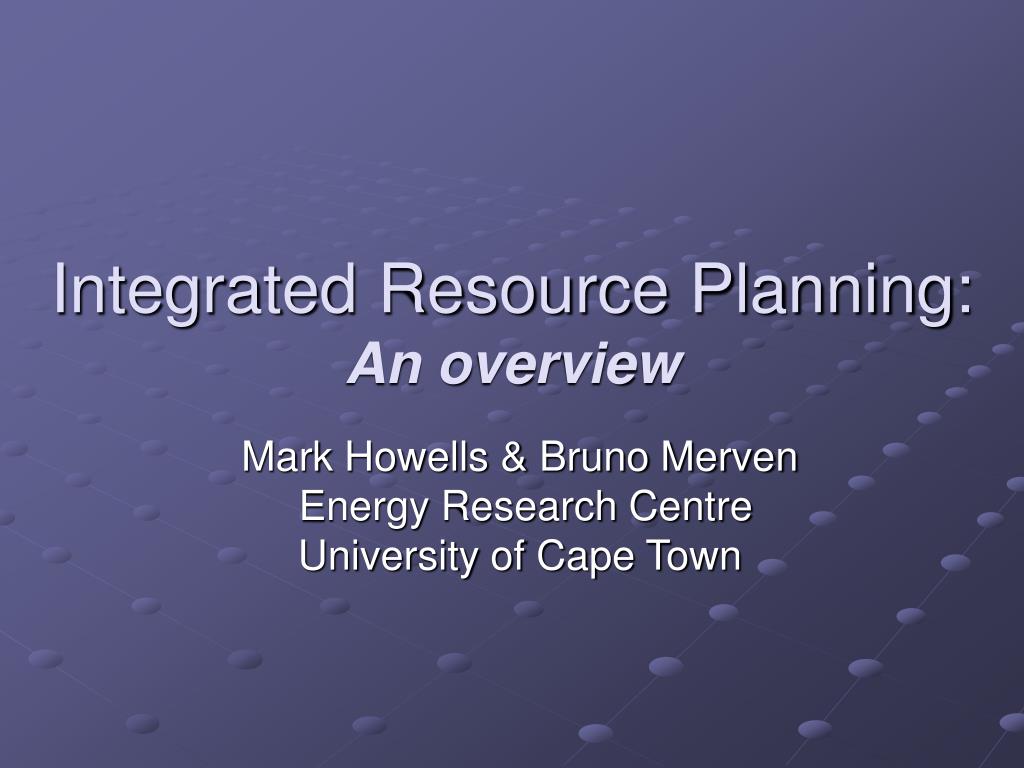 PPT - Integrated Resource Planning: An overview PowerPoint Presentation ...