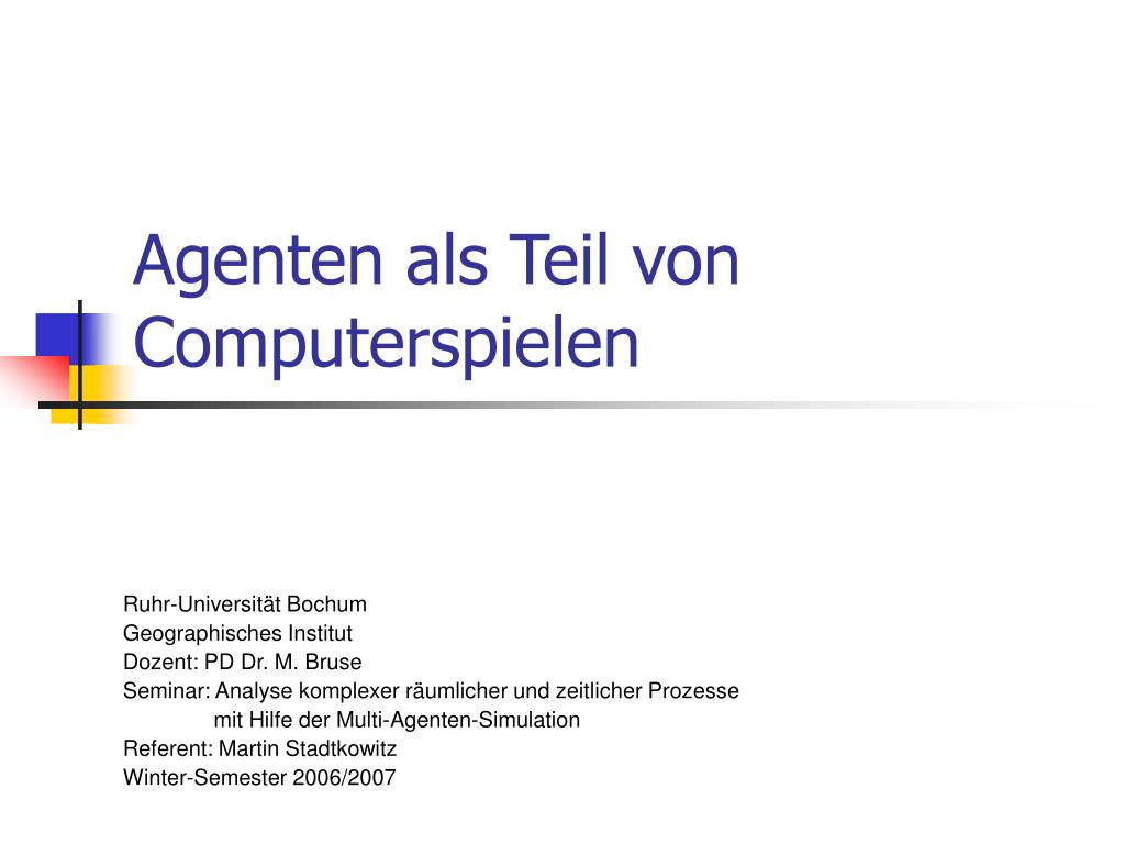 PPT - Agenten als Teil von Computerspielen PowerPoint Presentation ...