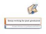 PPT - The Planning And Structuring Of Essay Writing For Post Graduate ...