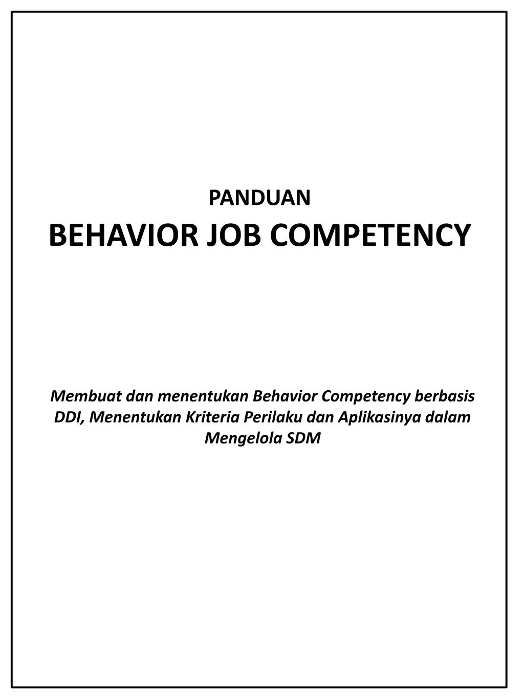 PPT - PANDUAN BEHAVIOR JOB COMPETENCY PowerPoint Presentation, free ...