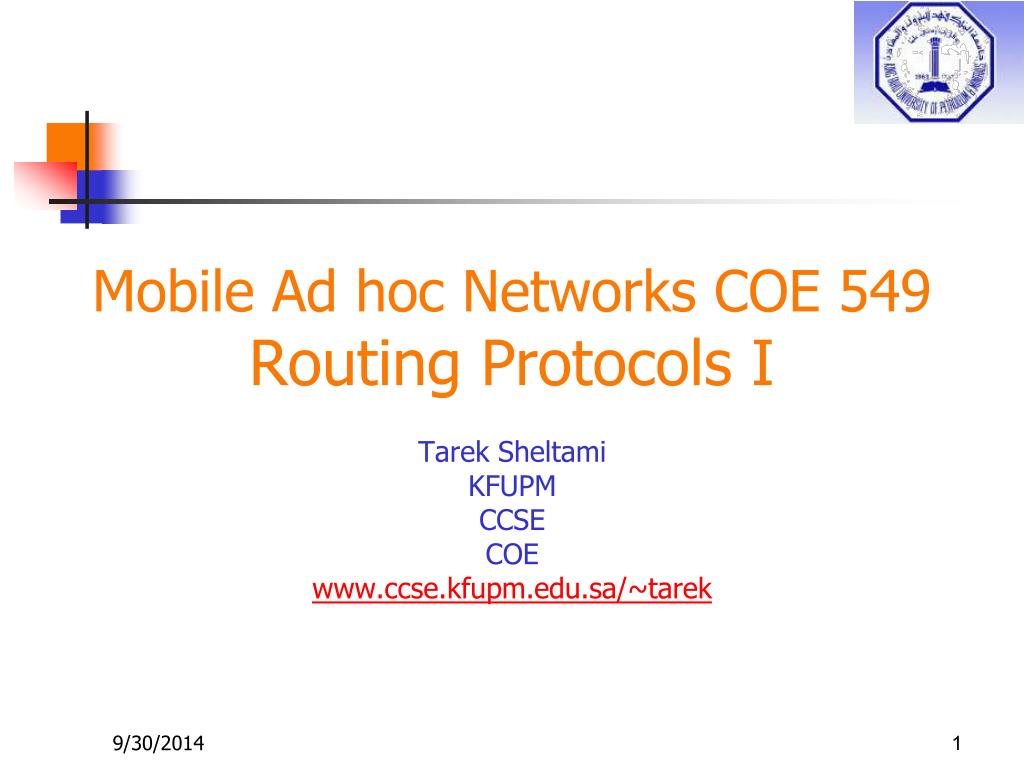 PPT - Mobile Ad hoc Networks COE 549 Routing Protocols I PowerPoint ...