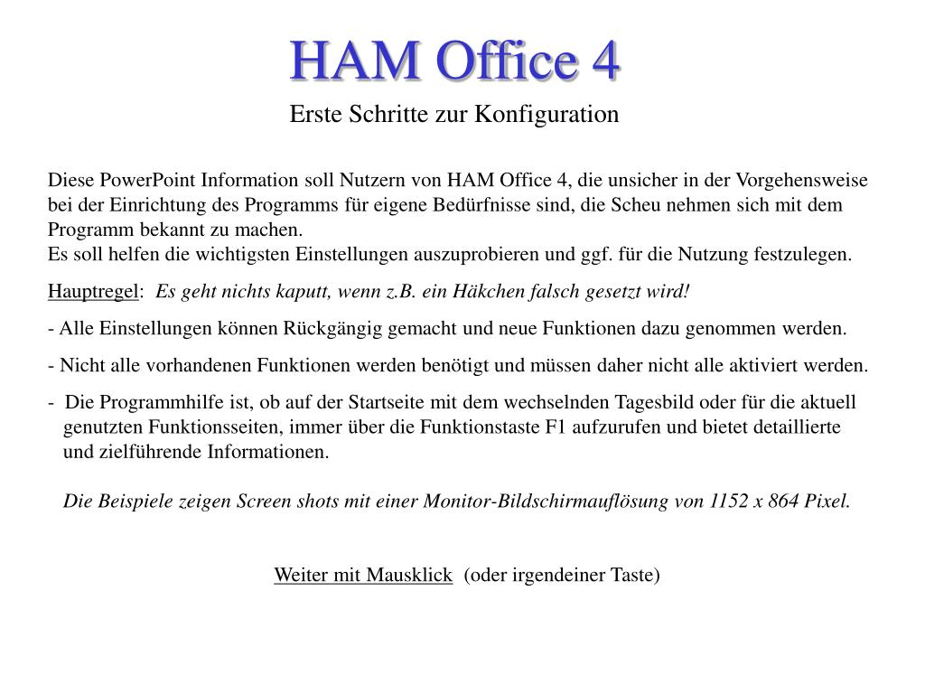 PPT - HAM Office 4 PowerPoint Presentation, free download - ID:4988691