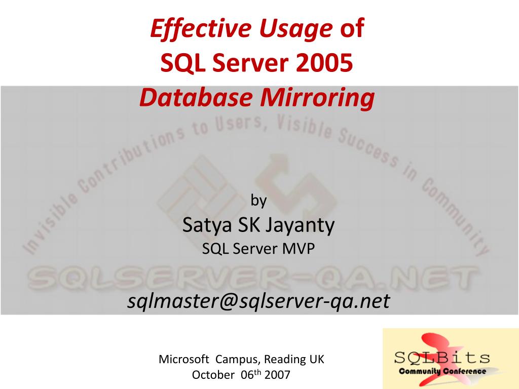 PPT - Effective Usage of SQL Server 2005 Database Mirroring PowerPoint ...