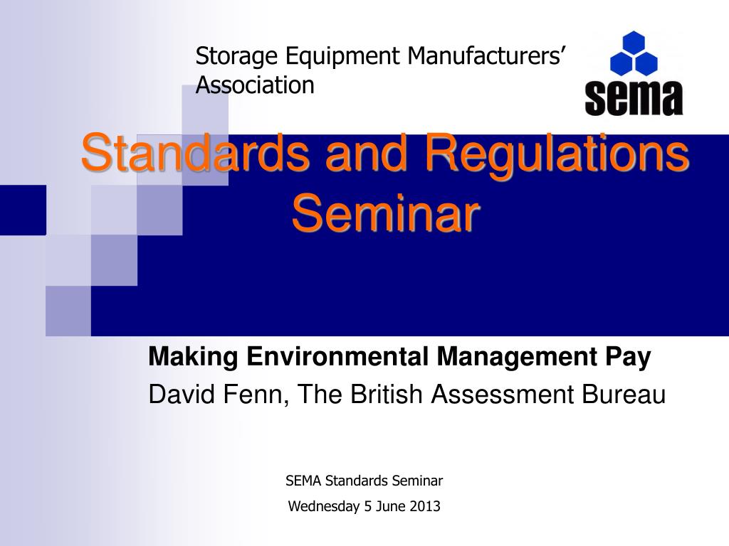 PPT - Standards and Regulations Seminar PowerPoint Presentation, free ...