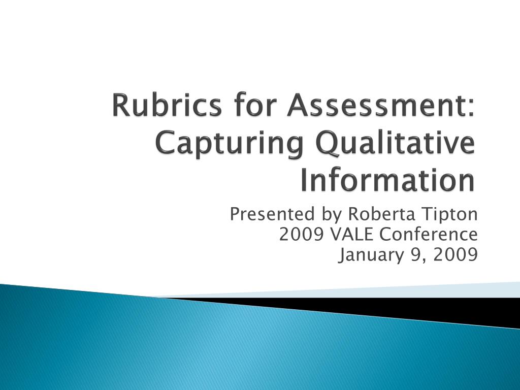 PPT - Rubrics for Assessment: Capturing Qualitative Information ...