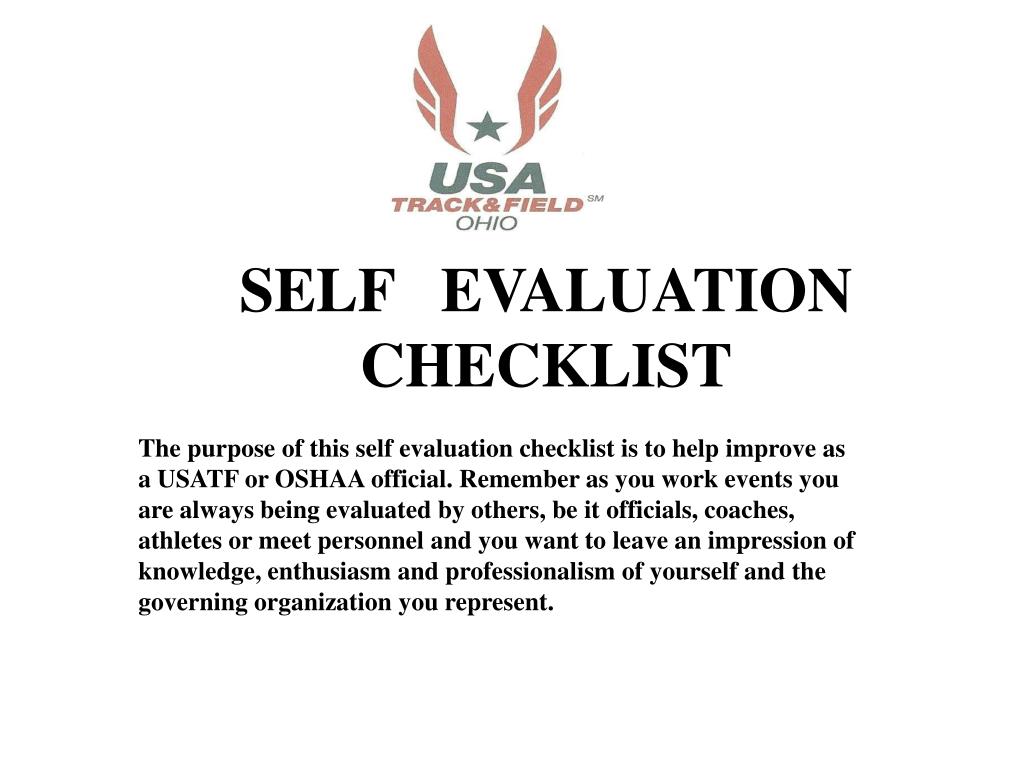 PPT - SELF EVALUATION CHECKLIST PowerPoint Presentation, free download ...