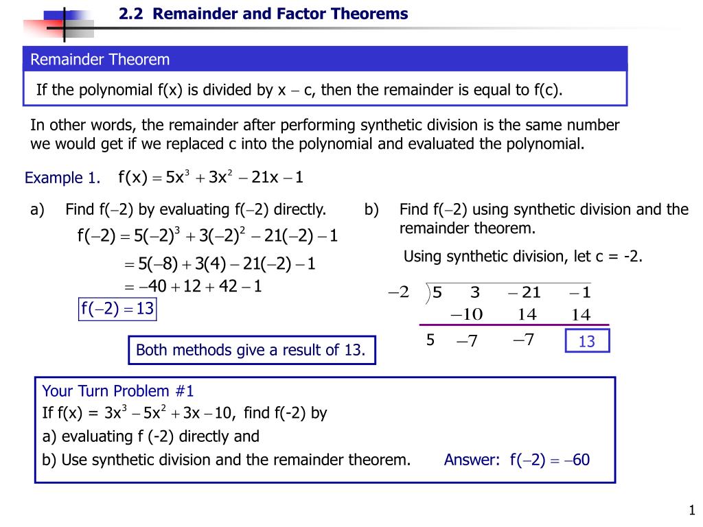 PPT - Remainder Theorem PowerPoint Presentation, free download - ID:5019936