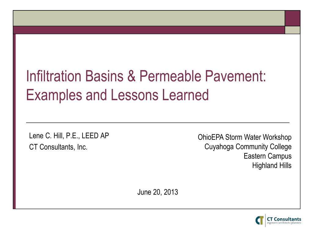 PPT - Infiltration Basins & Permeable Pavement: Examples and Lessons ...
