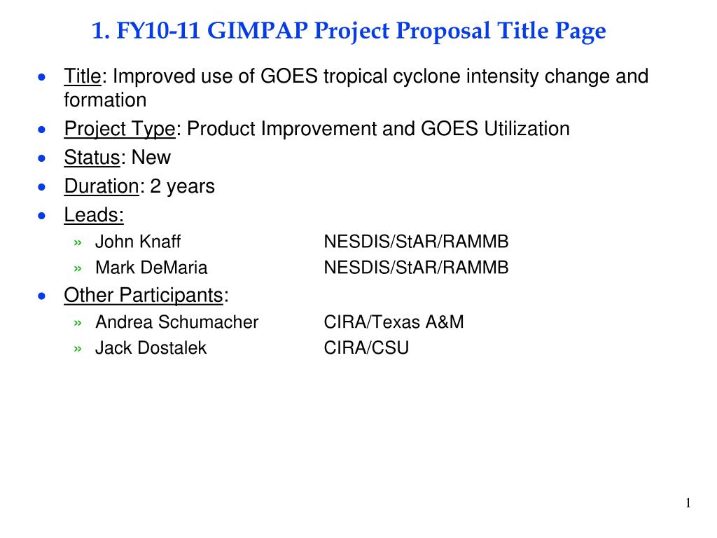 PPT - 1. FY10-11 GIMPAP Project Proposal Title Page PowerPoint ...