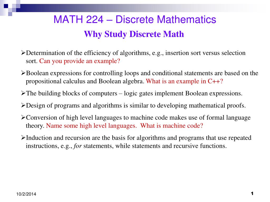 PPT - MATH 224 – Discrete Mathematics PowerPoint Presentation, free ...