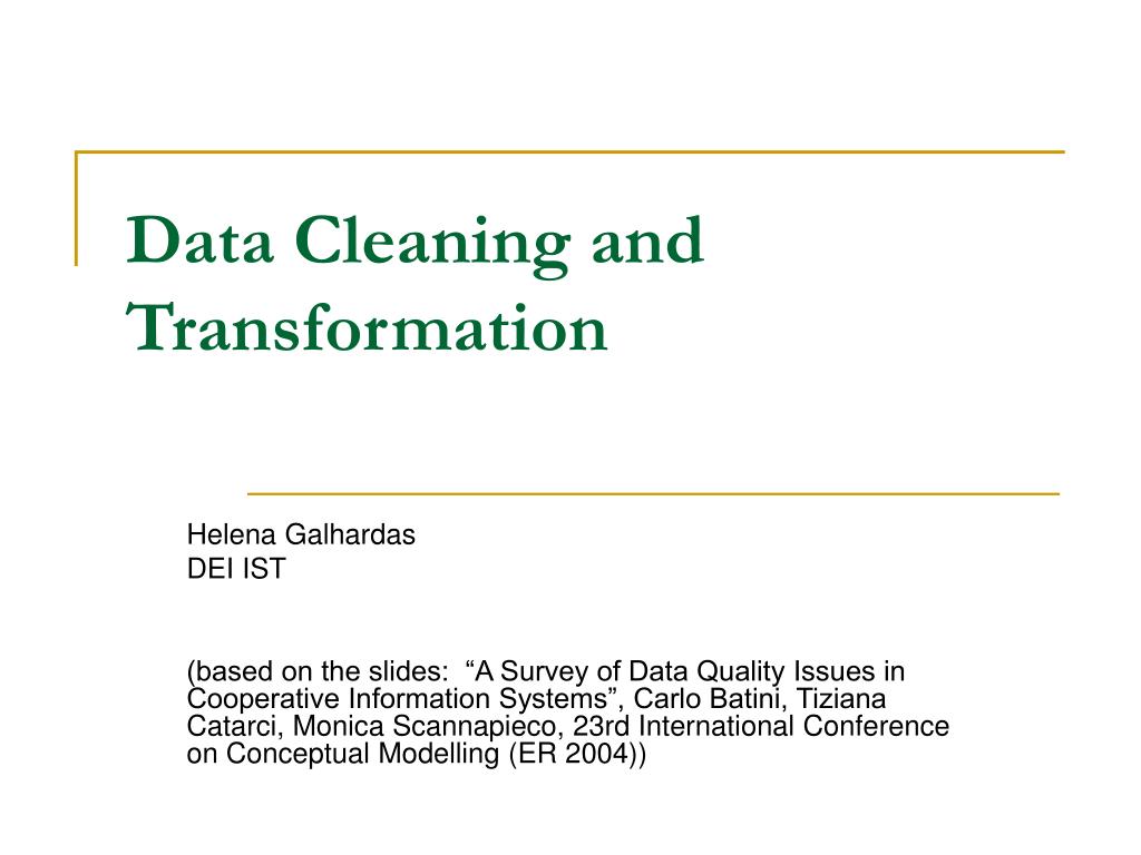 PPT - Data Cleaning and Transformation PowerPoint Presentation, free ...