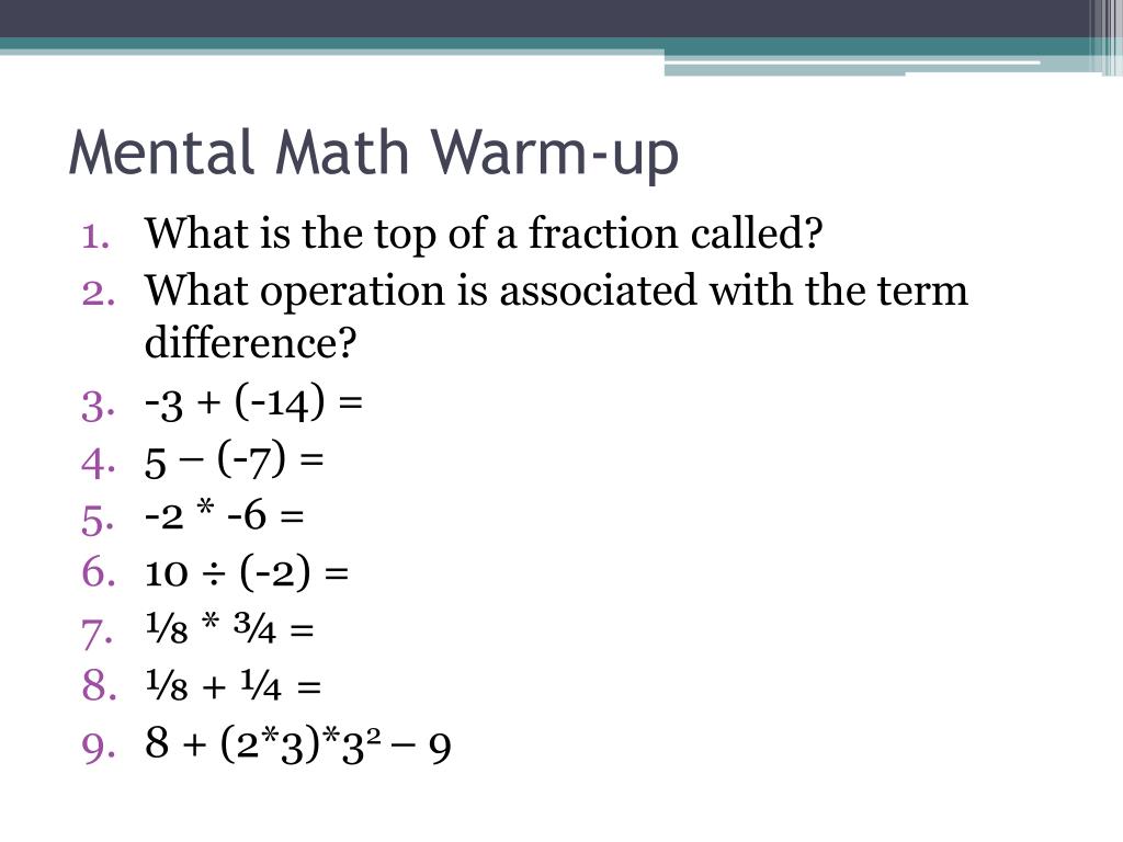 PPT - Mental Math Warm-up PowerPoint Presentation, free download - ID ...