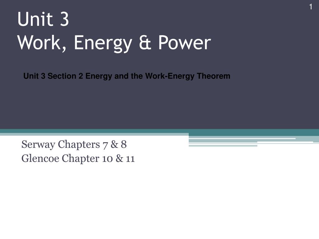 PPT - Unit 3 Work , Energy & Power PowerPoint Presentation, free ...