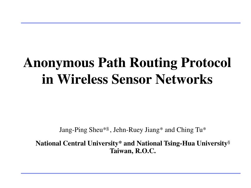 PPT - Anonymous Path Routing Protocol in Wireless Sensor Networks PowerPoint Presentation - ID ...