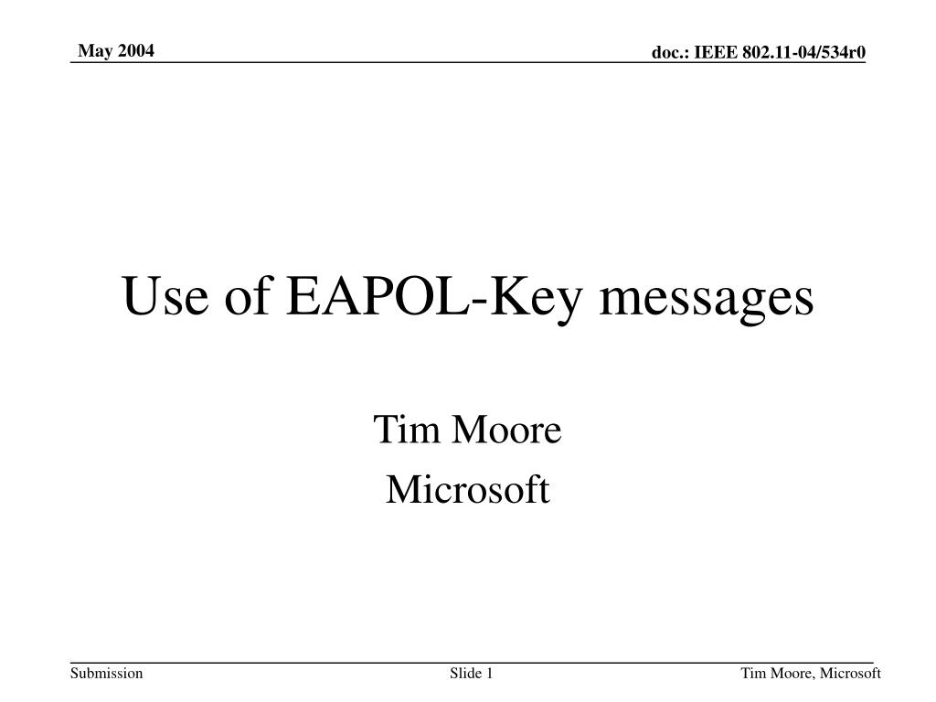PPT - Use of EAPOL-Key messages PowerPoint Presentation, free download ...