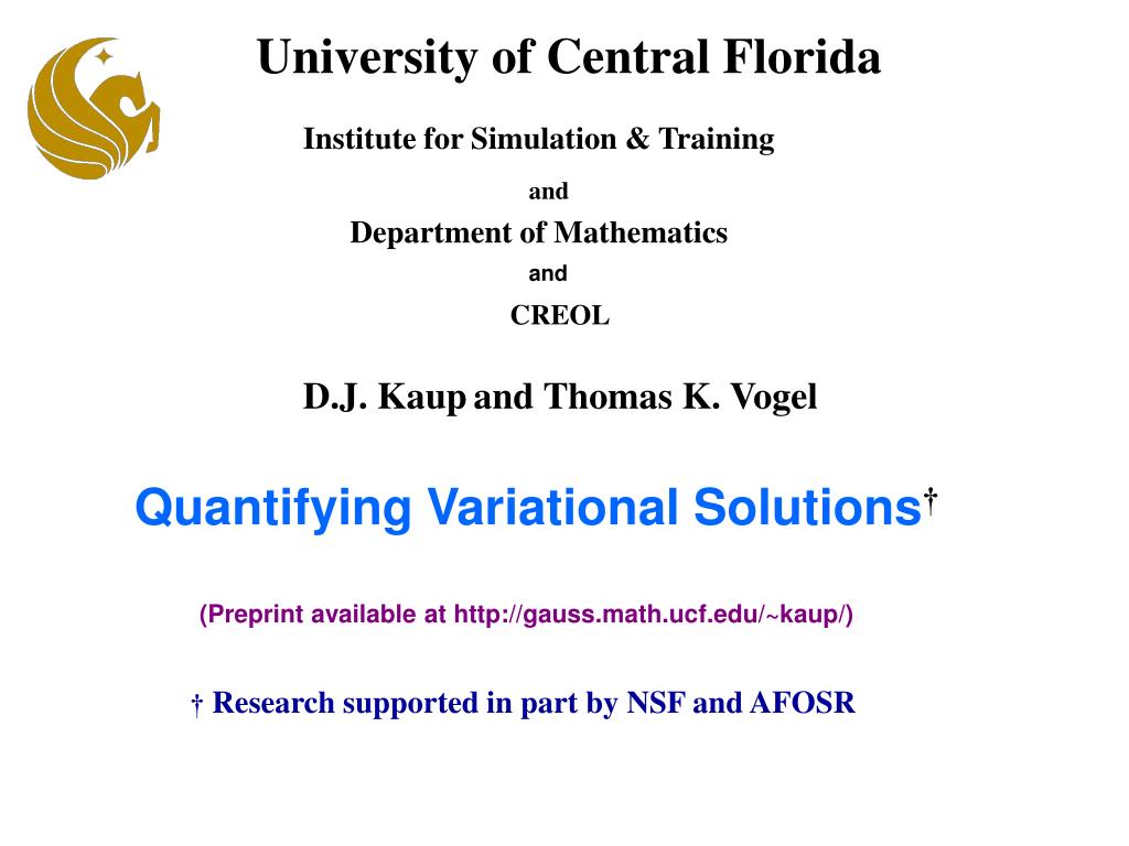 PPT - Quantifying Variational Solutions † PowerPoint Presentation, free ...