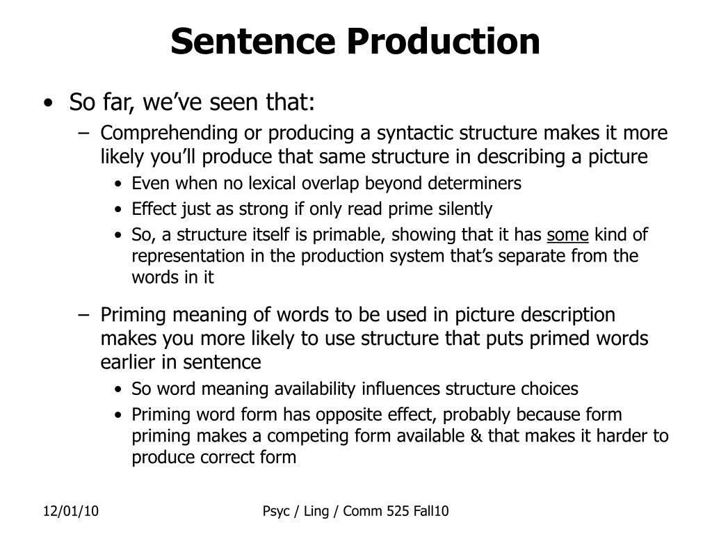PPT - Sentence Production PowerPoint Presentation, free download - ID ...