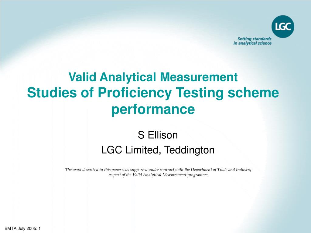 PPT - Valid Analytical Measurement Studies of Proficiency Testing ...