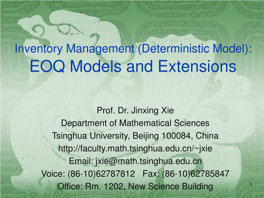 PPT - Inventory Management (Deterministic Model): EOQ Models and ...