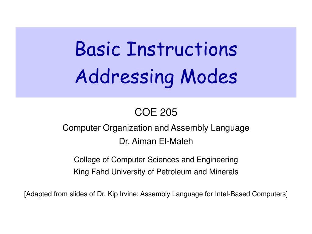 PPT - Basic Instructions Addressing Modes PowerPoint Presentation, free ...